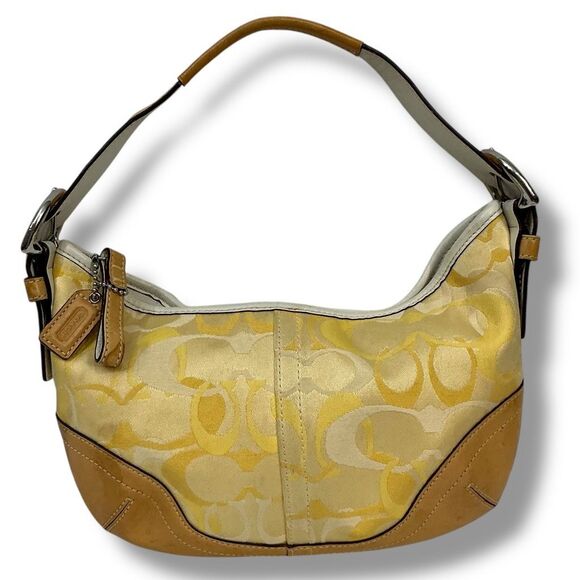 Coach | Bags | Vintage Coach Signature Yellow Tan Optic C Small Hobo ...